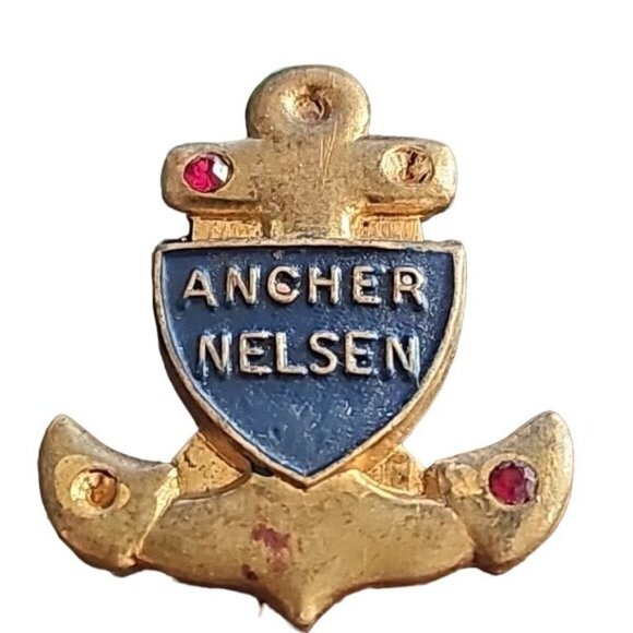 Ancher Nelsen | Accessories | Vintage Gold Blue Red Ruby Rhinestone ...